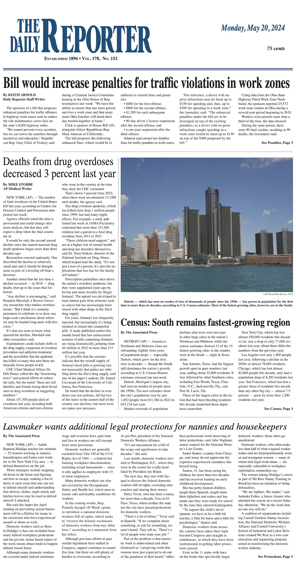 Monday, May 20, 2024 – The Daily Reporter